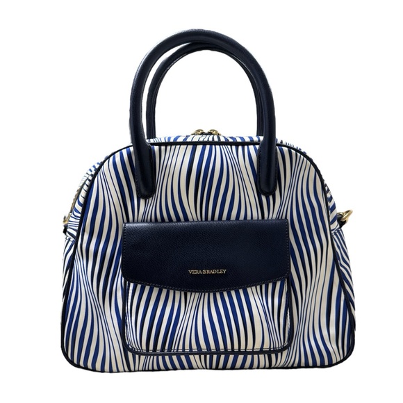 Vera Bradley | Bags | Vera Bradley Bowler Purse Wavy Stripes Blue White ...